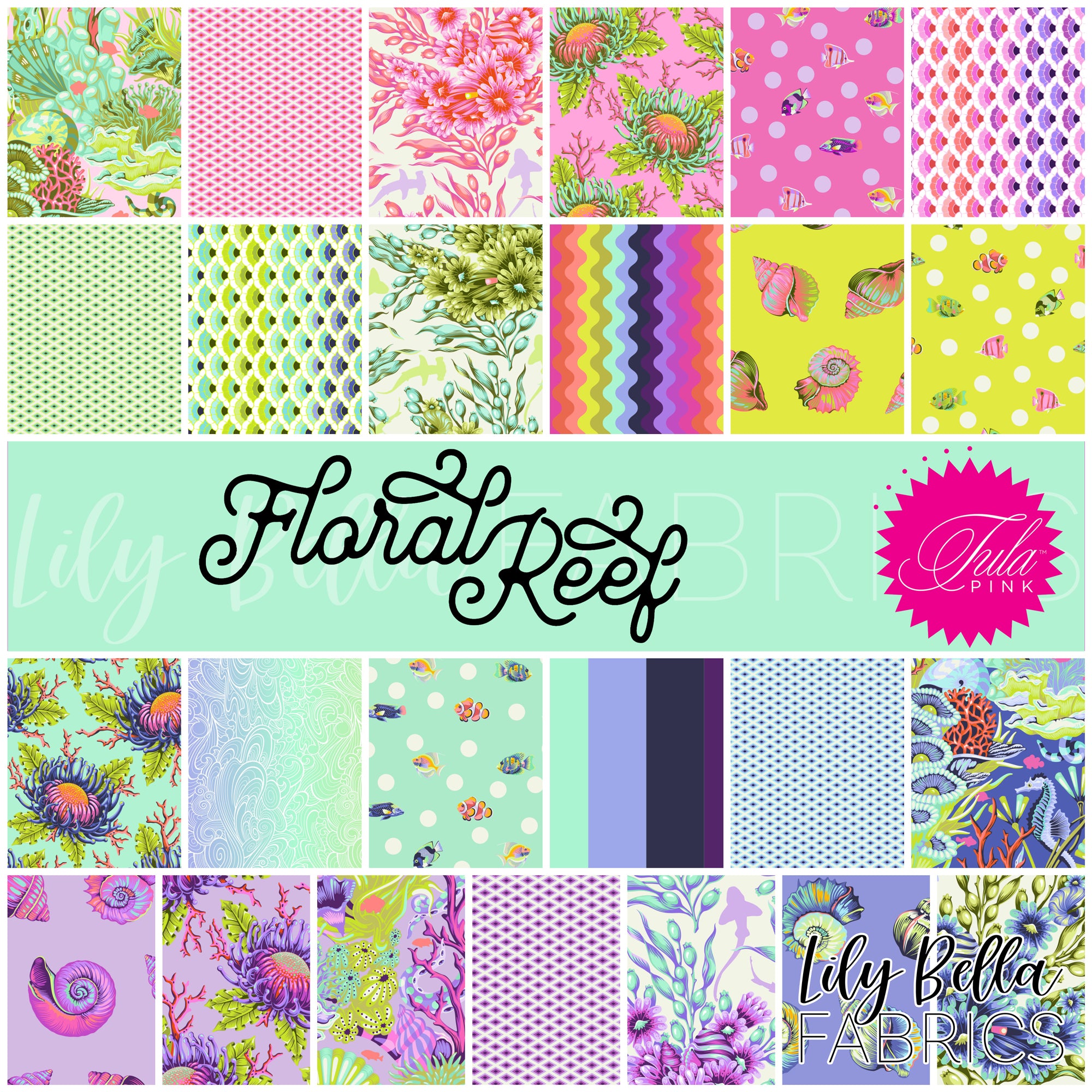 Floral Reef Fat Quarter Bundle | Tula Pink | FreeSpirit | Lily Bella ...
